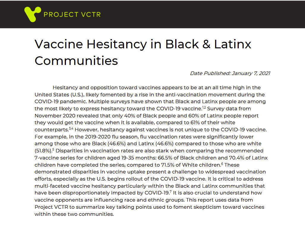 Report: Vaccine Hesitancy in Black and Latinx Communities | Vaccine ... Report: Vaccine Hesitancy in Black and Latinx Communities | Vaccine ...